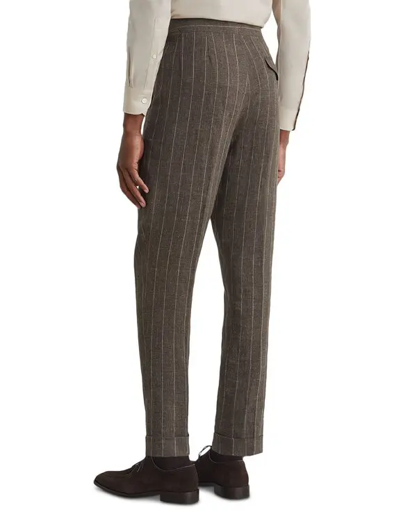 REISS Miramare Side Tab Linen & Cotton Blend Trousers