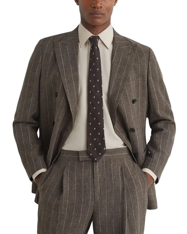 REISS Miramare Side Tab Linen & Cotton Blend Trousers