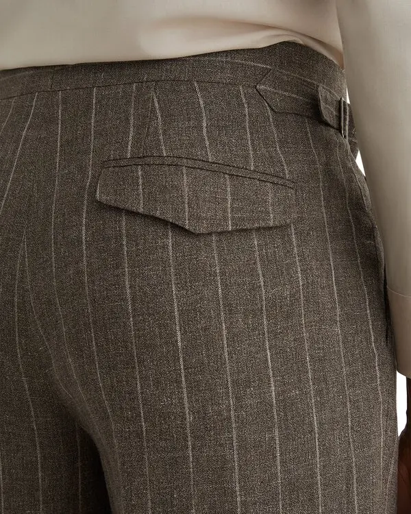 REISS Miramare Side Tab Linen & Cotton Blend Trousers