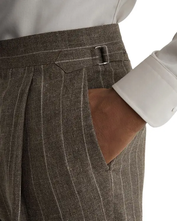 REISS Miramare Side Tab Linen & Cotton Blend Trousers