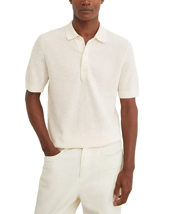 REISS Warren Basket Stitch Sweater Polo