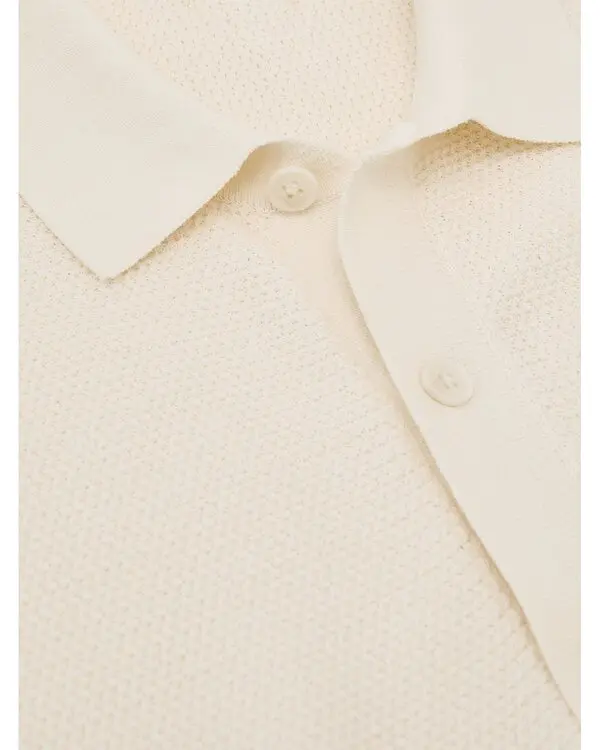 REISS Warren Basket Stitch Sweater Polo