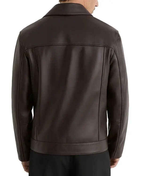 REISS Strader Leather Jacket - Brown