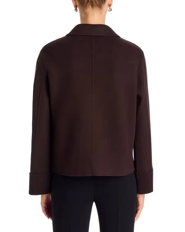 Theory Double Face Wool Blend Boxy Cuff Jacket - Cacao