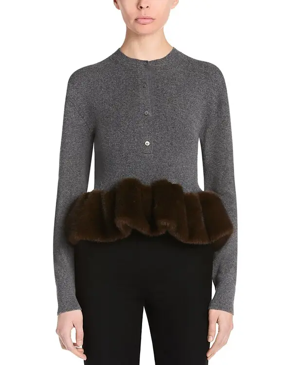 Stella McCartney Wool Blend Faux Fur Trim Sweater