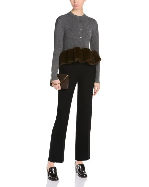 Stella McCartney Wool Blend Faux Fur Trim Sweater