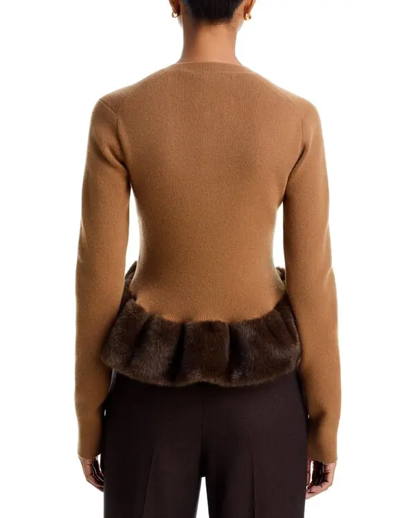 Stella McCartney Wool Blend Sweater With Faux Fur Trim - Camel