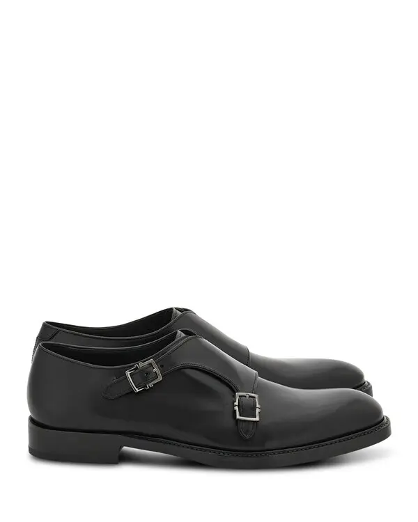 FERRAGAMO Double Monk Strap Leather Loafers