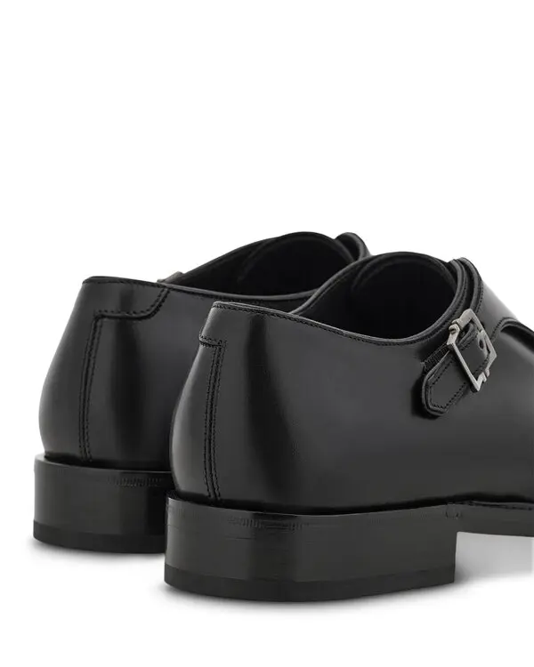 FERRAGAMO Double Monk Strap Leather Loafers
