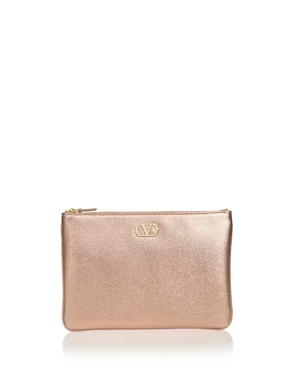 Valentino Garavani Vlogo Medium Leather Pouch - Rose