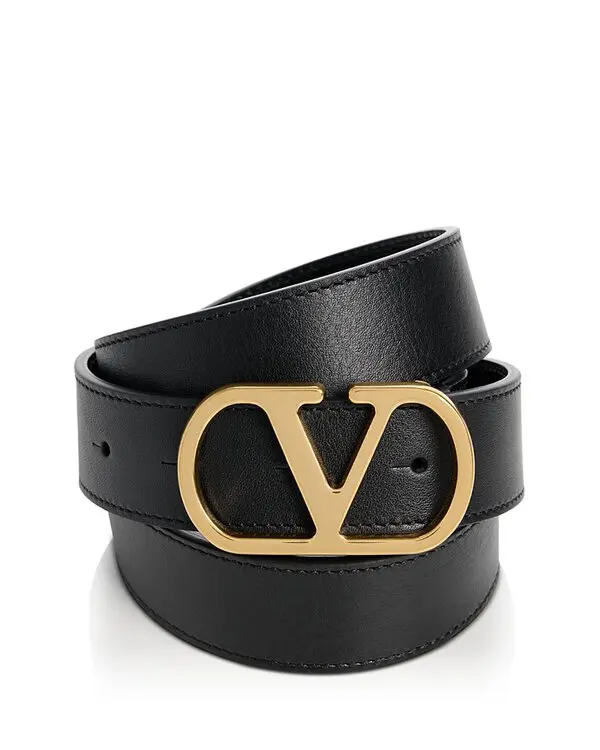 Valentino Garavani Vlogo Leather Belt - Black
