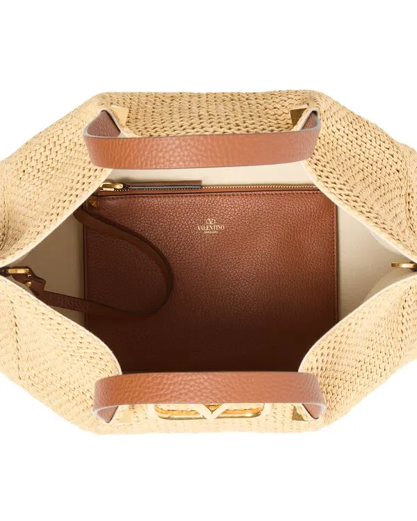 Valentino Garavani Vlogo Medium Raffia Tote Bag