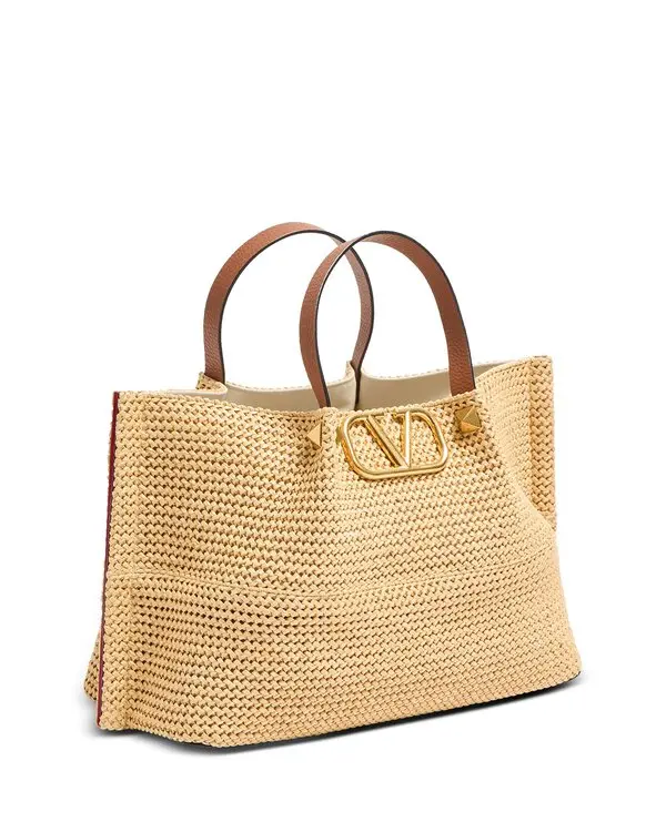 Valentino Garavani Vlogo Medium Raffia Tote Bag