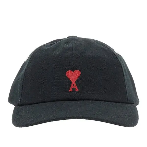 AMI Paris De Coeur Cotton Gabardine Baseball Cap - Black