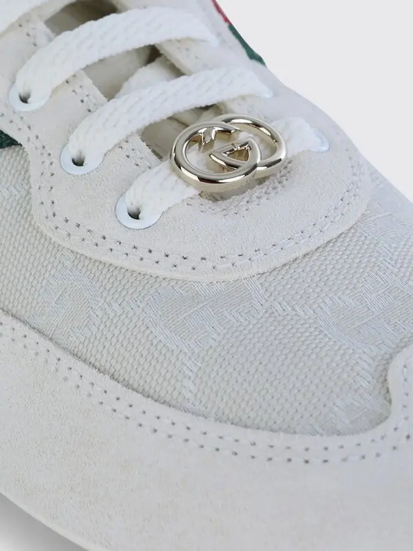 Gucci Shift Gg Jacquard Monogram Canvas And Suede Sneakers