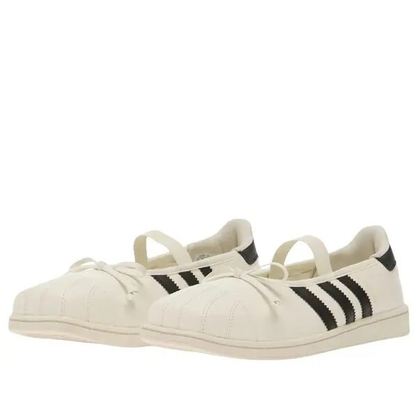 Adidas Ballet Square Toe Leather Flats - White/black