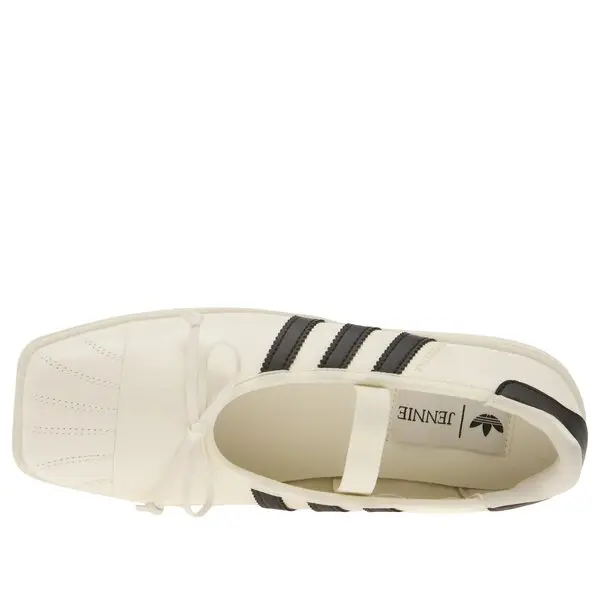 Adidas Ballet Square Toe Leather Flats - White/black