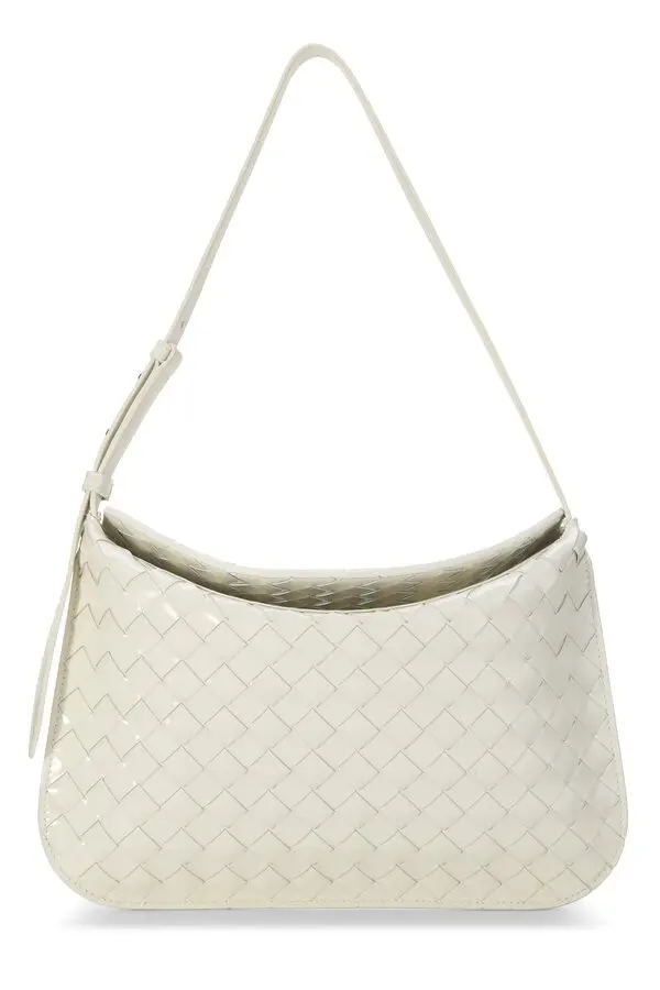 Bottega Veneta Patent Intrecciato Shoulder Bag - White