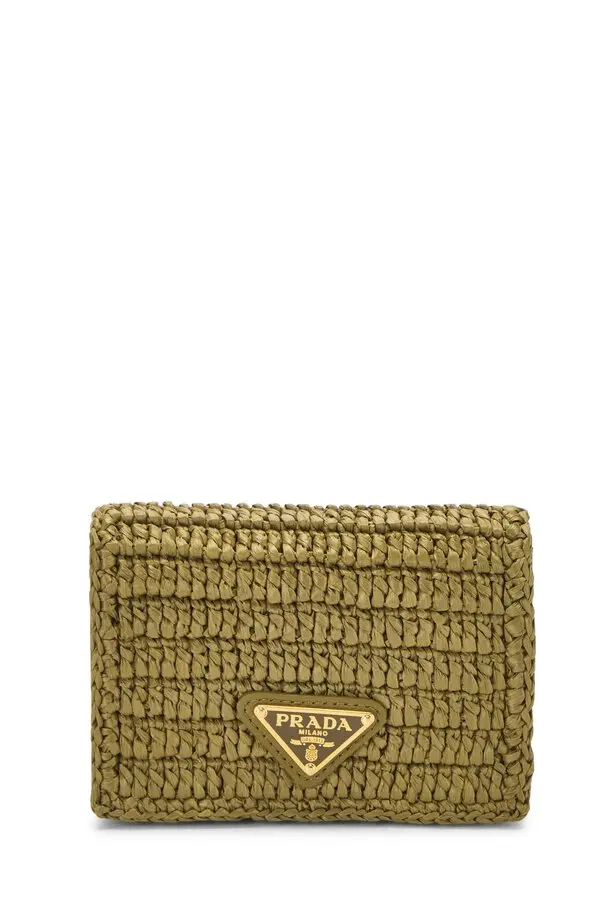 Prada Raffia Card Holder On Strap