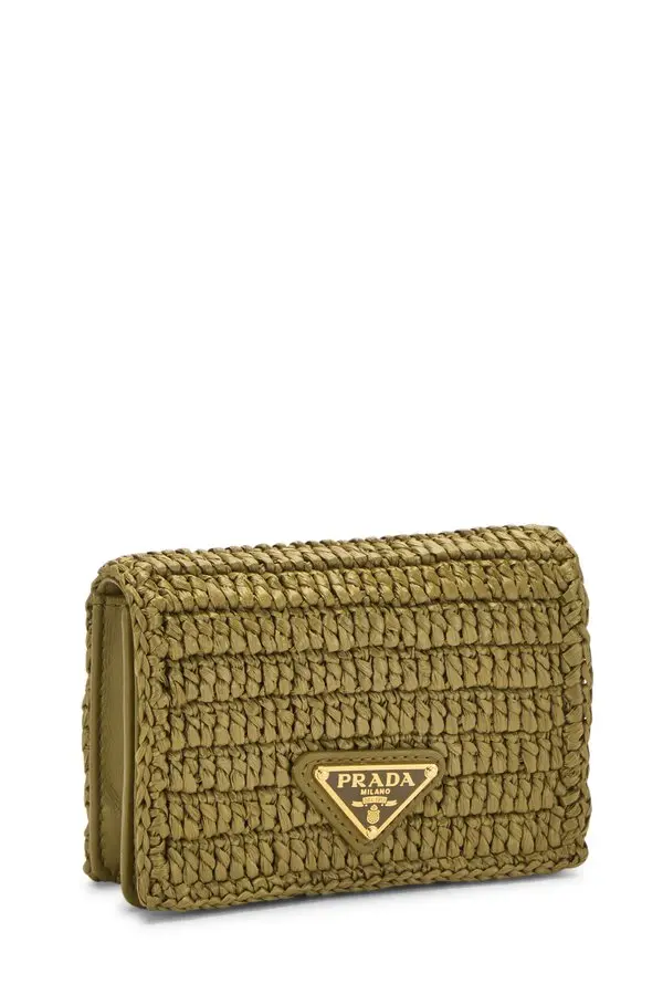 Prada Raffia Card Holder On Strap