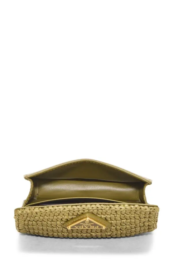 Prada Raffia Card Holder On Strap