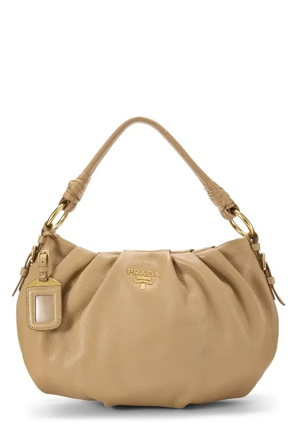 Prada Vitello Daino Hobo Bag - Beige