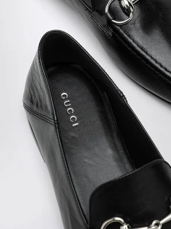 Gucci Jordaan Smooth Leather Loafers With Gold-tone Horsebit Detail - Black