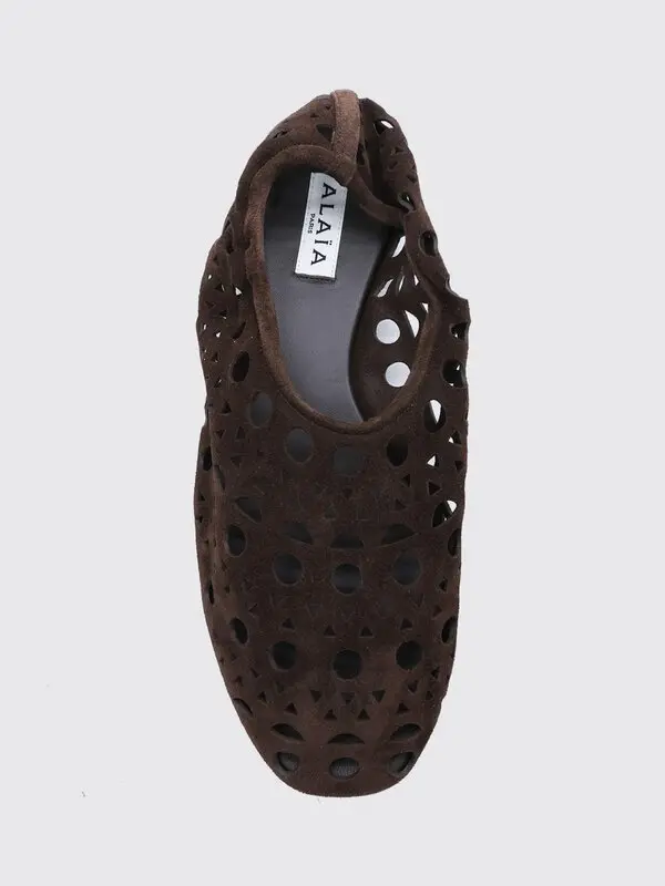 Alaïa Vienne Perforated Suede Ballet Flats - Brown
