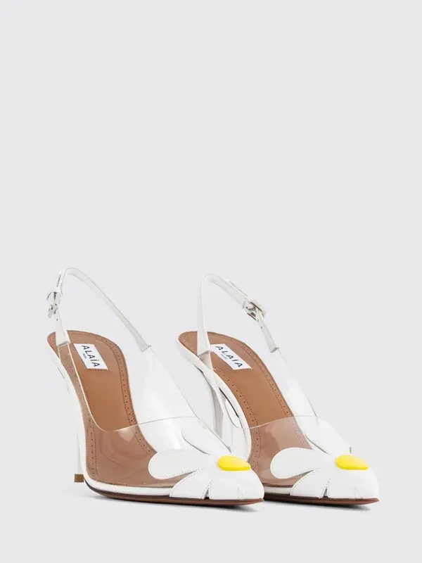 Alaïa Pvc Slingback Pumps With Floral Appliqu - Yellow
