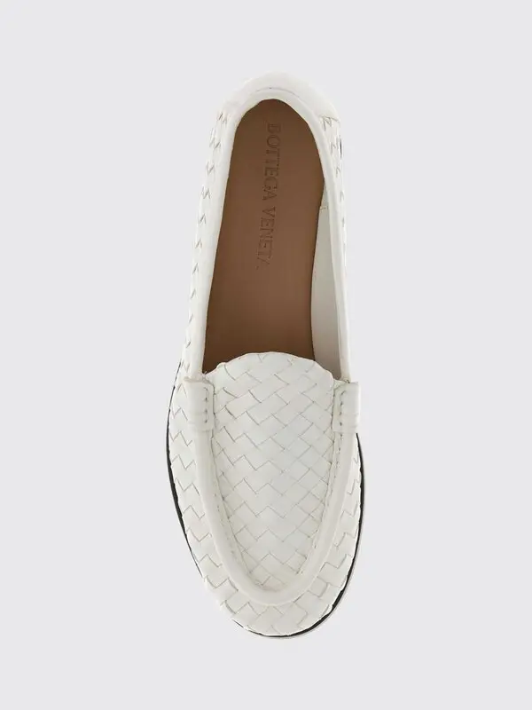 Bottega Veneta Silenzio Intrecciato Lambskin Loafers - Cream