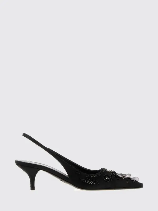 Prada Embellished Slingback High Heel Shoes - Black