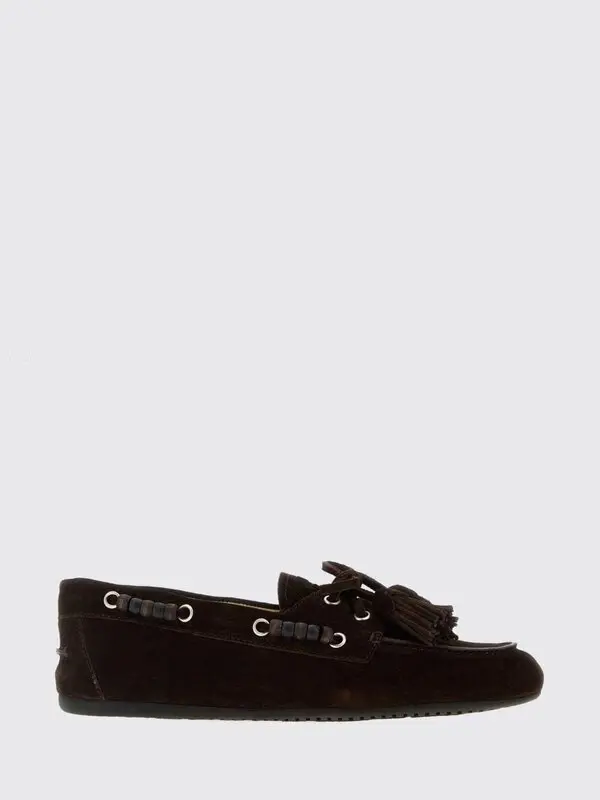 Miu Miu Dark Calf Leather Loafer With Tassel Detail - Brown