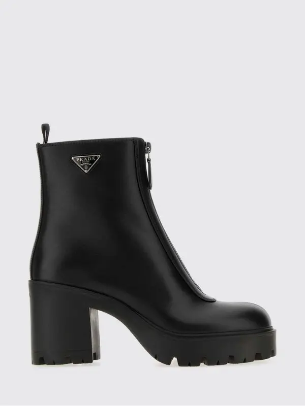 Prada Zip-up Platform Block Heel Boots - Black