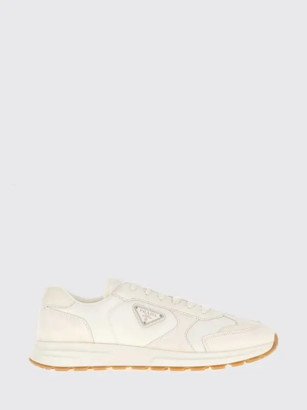 Prada Re-nylon And Suede Lace-up Sneakers - Cream