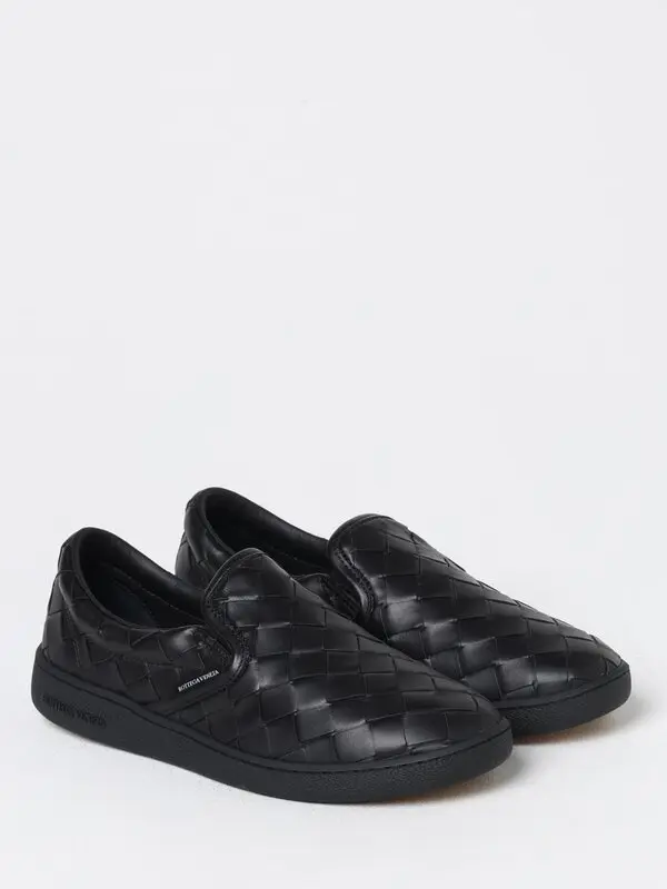 Bottega Veneta Woven Leather Slip-on Sneakers - Black