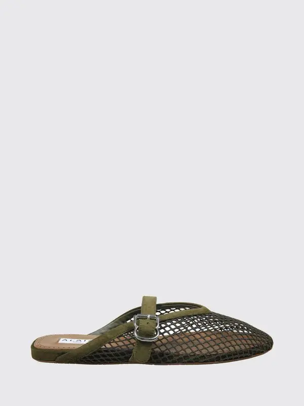 ALAIA Alaia Low-heeled Mules In Mesh Nylon And Suede With Strap