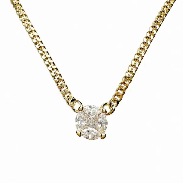 BY OZGE Starlight Solitaire Zircon Plated Statement Chain Necklace