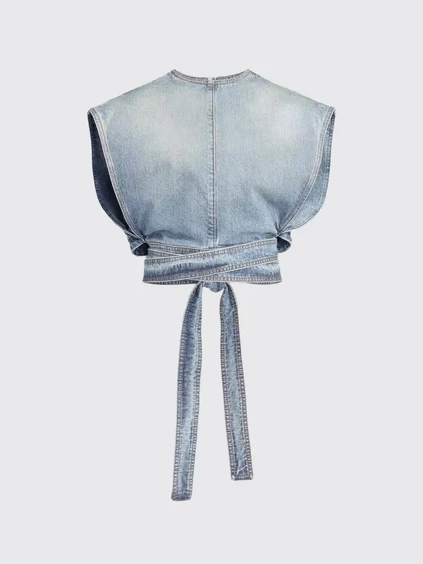 ALAIA Cropped Cotton Denim Top Alaia