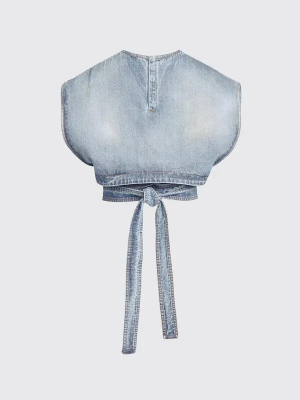 ALAIA Cropped Cotton Denim Top Alaia
