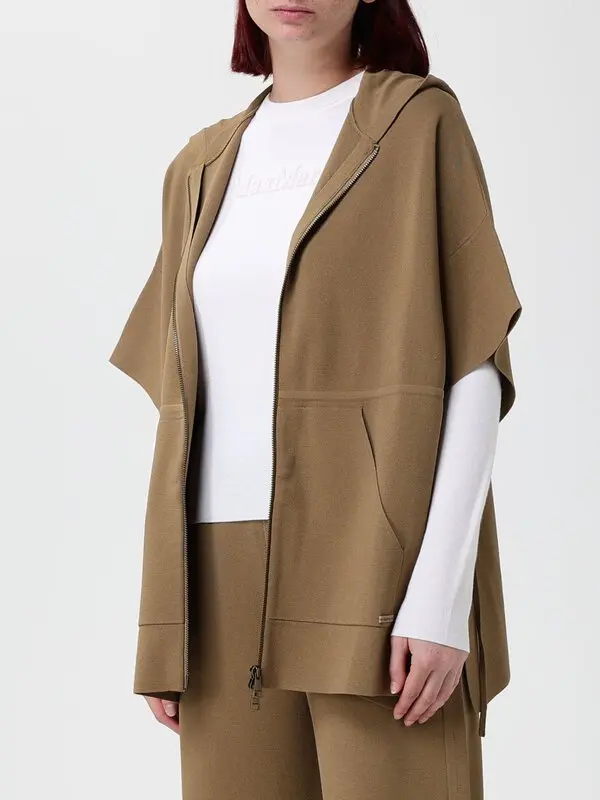 Max Mara Hooded Viscose Cape With Zip Closure - Brown