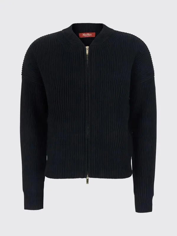 Max Mara Ribbed Zip-up Sweater - Black