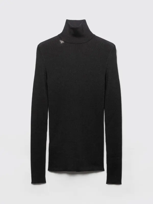 Prada Ribbed Wool Turtleneck Sweater - Black