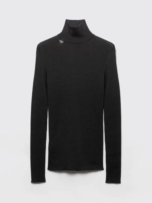 Prada Ribbed Wool Turtleneck Sweater - Black