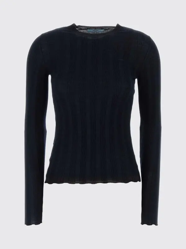 Prada Ribbed Wool Blend Sweater - Blue