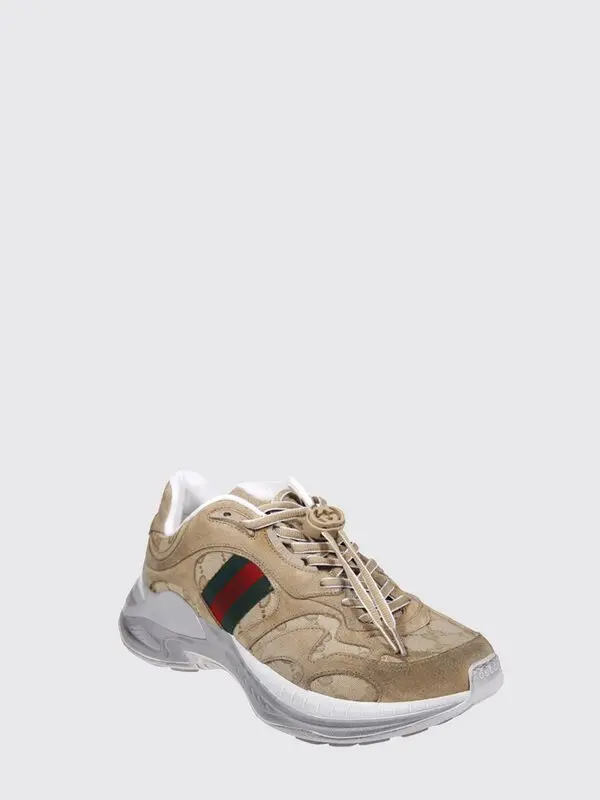 Gucci 2.0 Sneakers In Suede And Gg Jacquard Canvas - Multicolor