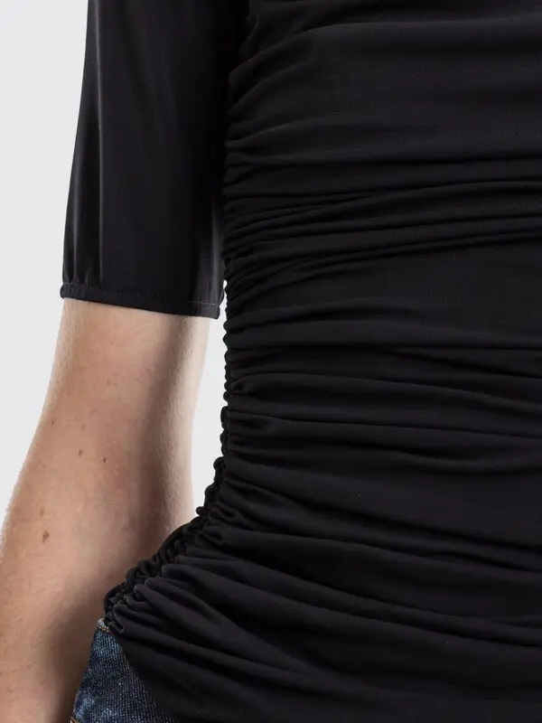 Alaïa Slim Fit Ruched Crewneck T-shirt - Black