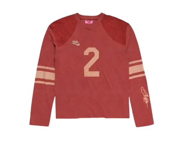 TRAVIS SCOTT Cactus Jack X Nike Angel Vintage Football Heavy Wash Long Sleeve T-shirt - Red