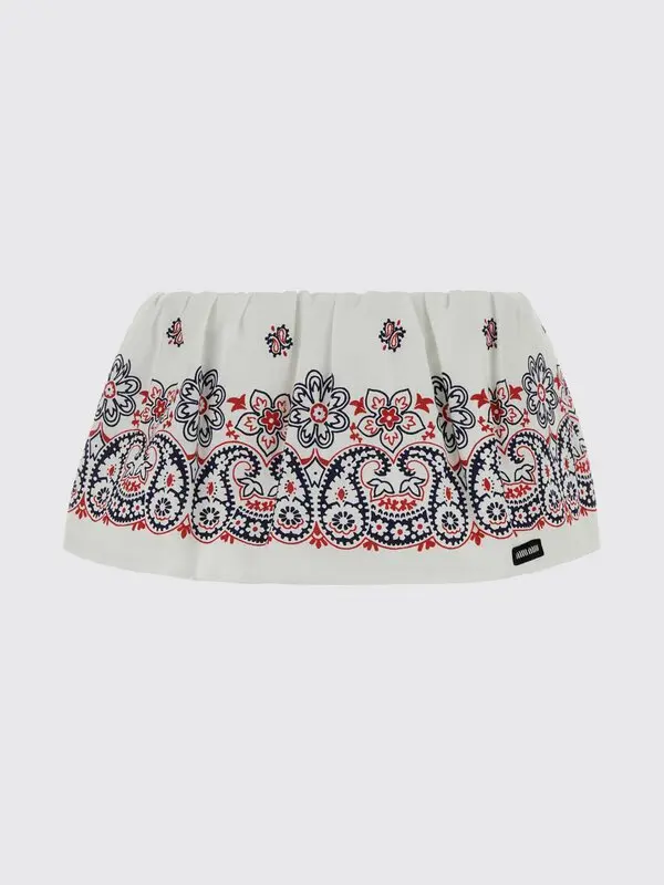 Miu Miu Paisley Print Cotton And Linen Skirt
