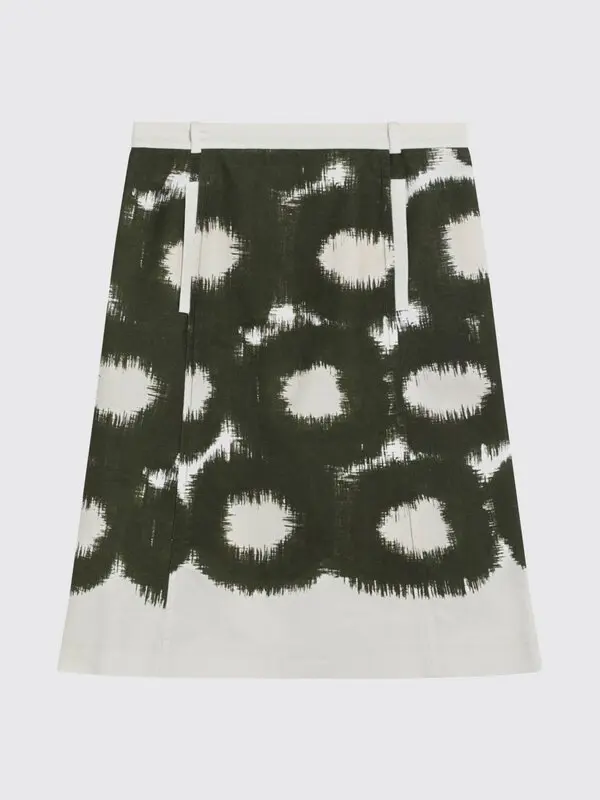 Prada Printed Cotton And Linen Mini Skirt - Green