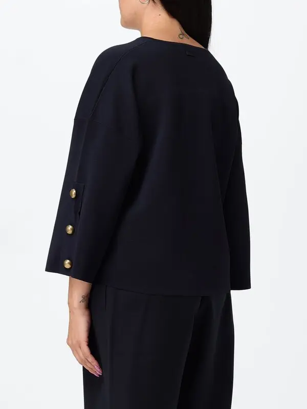 Max Mara Cropped V-neck Blouse With Dropped Shoulders And Button Details - Blue